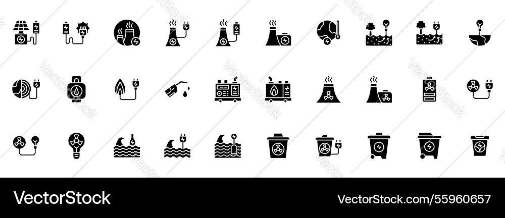 Icon set renewable energy and power with solar Vector Image
