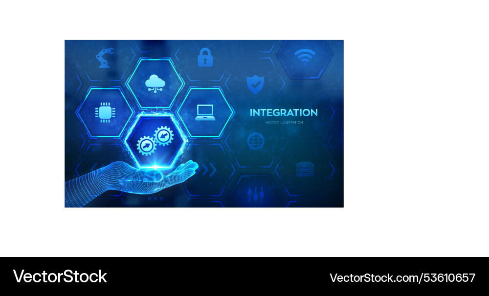 Integration data system system integration Vector Image