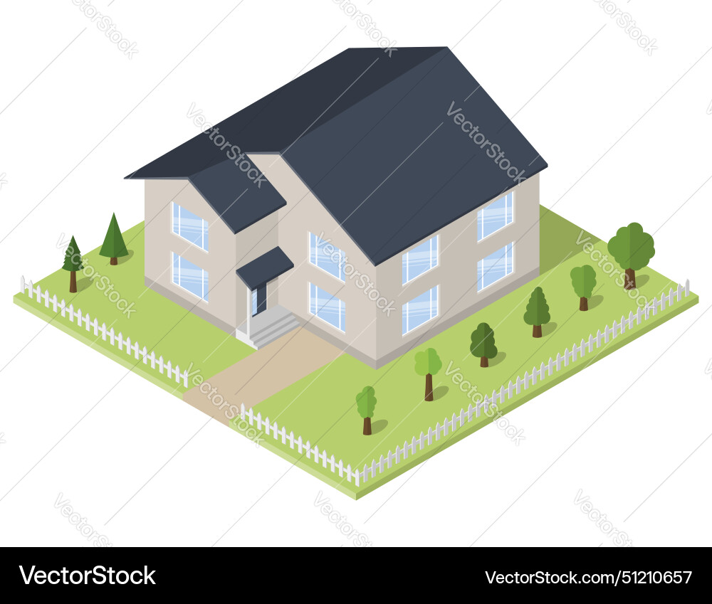 Isometric building residential house icon Vector Image