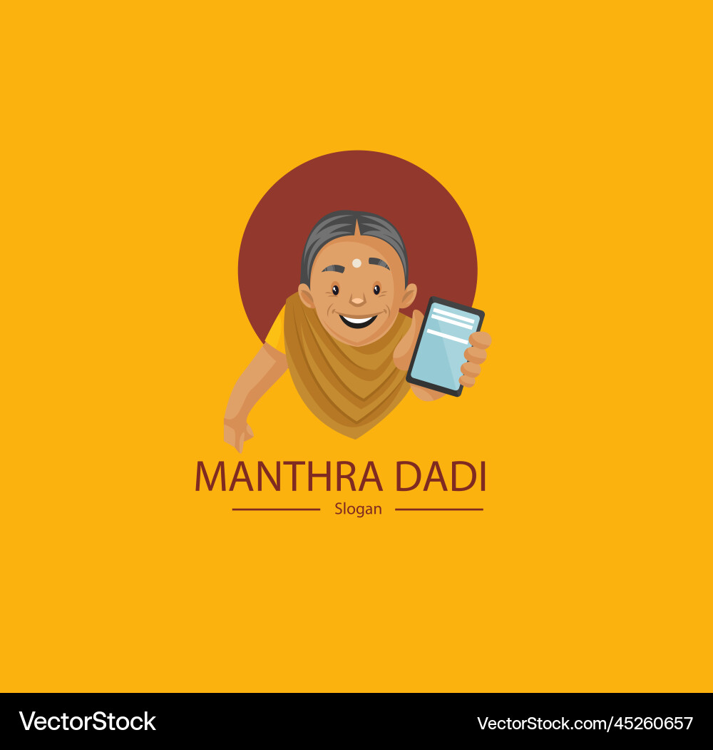 Manthra dadi mascot logo Royalty Free Vector Image