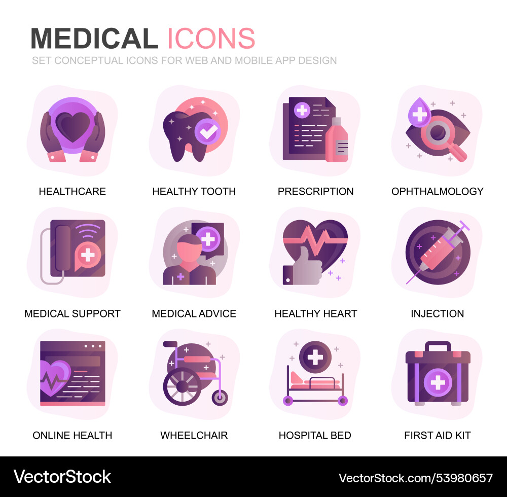 Modern set healthcare and medical gradient flat Vector Image