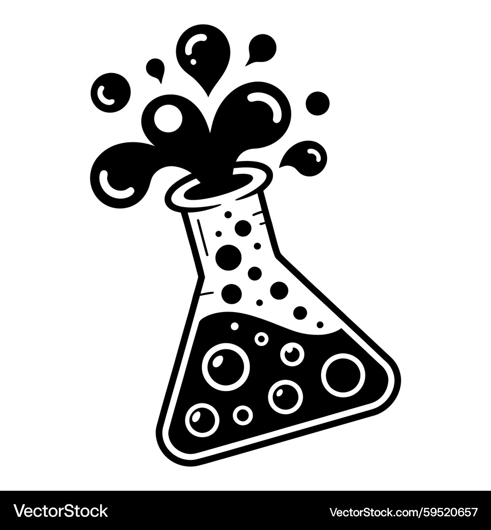 Scientific Beaker with Bubbles Royalty Free Vector Image
