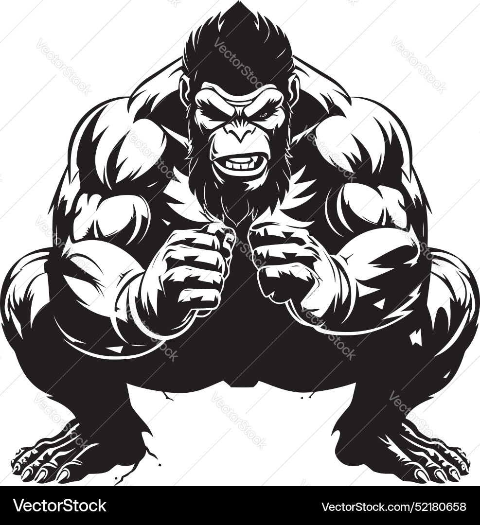 Brawny button bash muscular ape emblem gamepad Vector Image