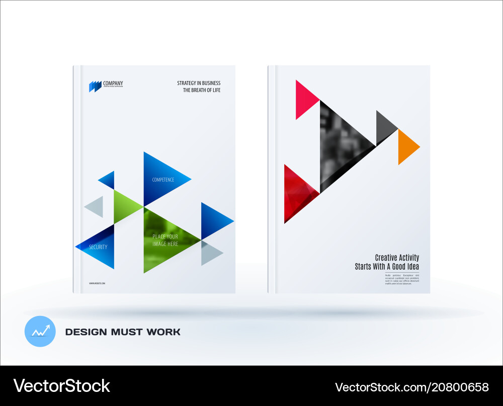 Brochure design triangular template colourful Vector Image