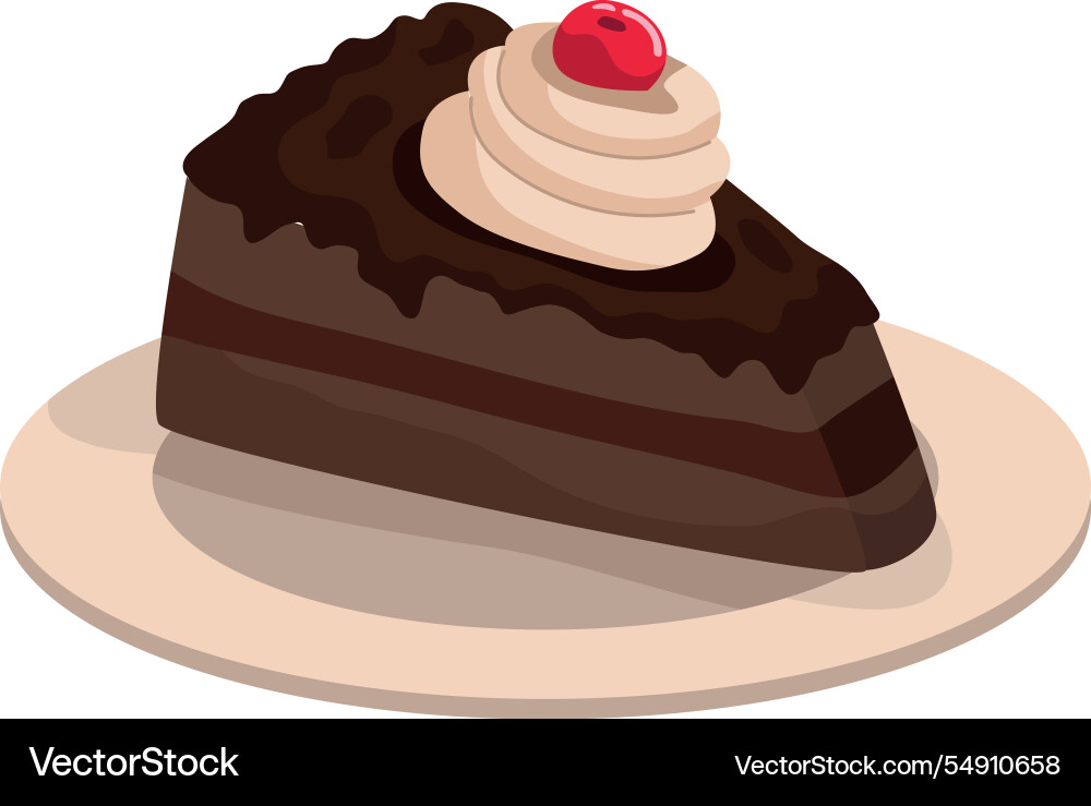 Chocolate Slice Cake Icon Royalty Free Vector Image