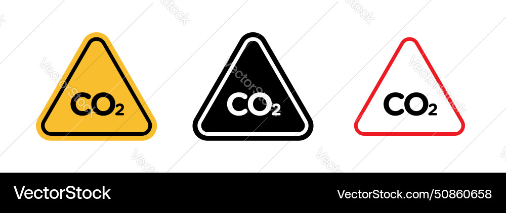 Co2 warning sign icon set alert for carbon Vector Image