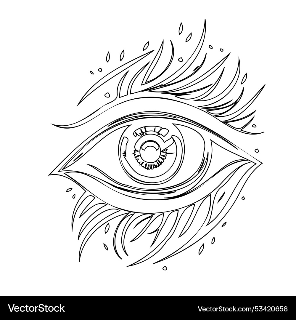 Evil eye sketch outline Royalty Free Vector Image