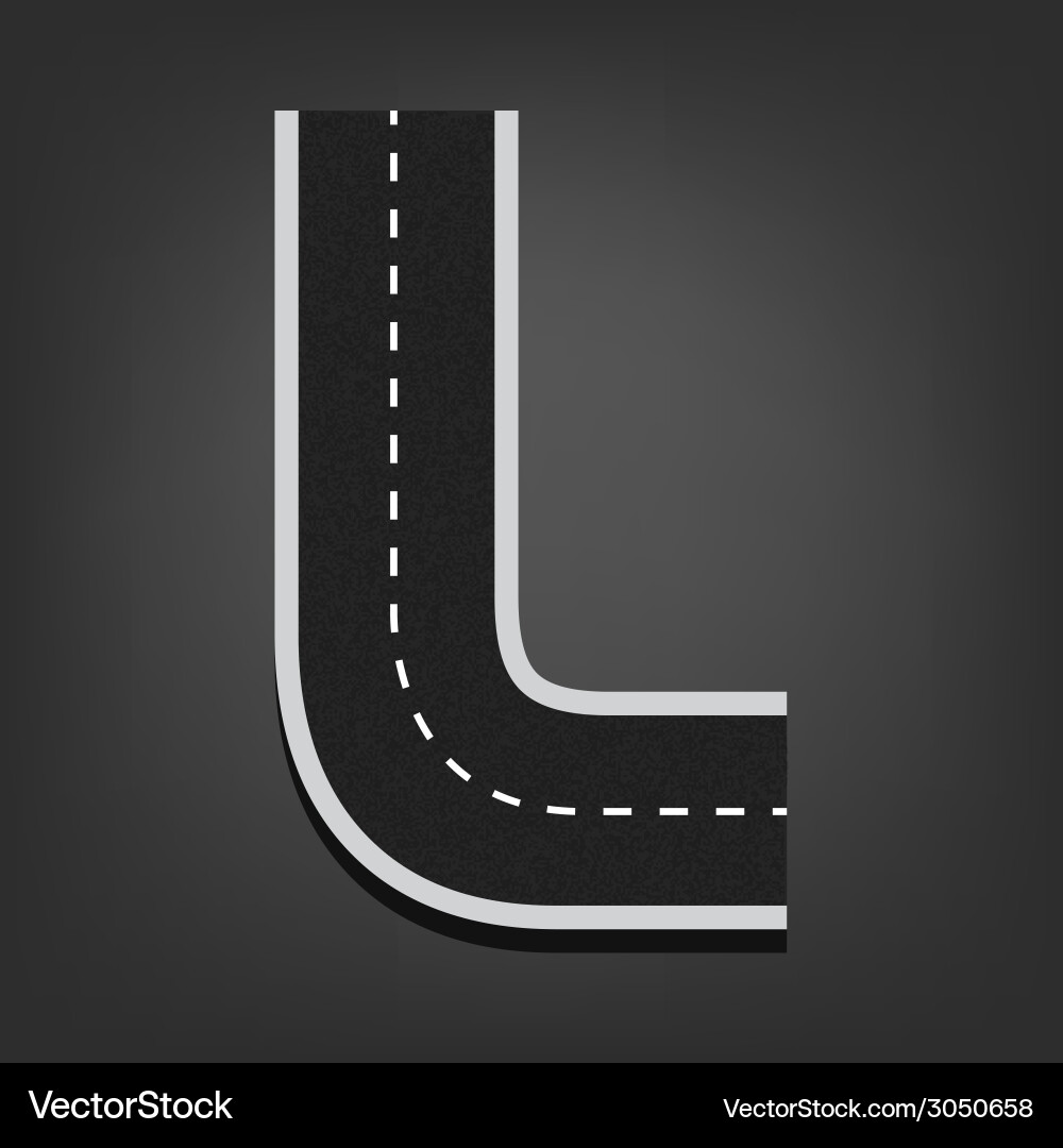 L letter road font Royalty Free Vector Image - VectorStock