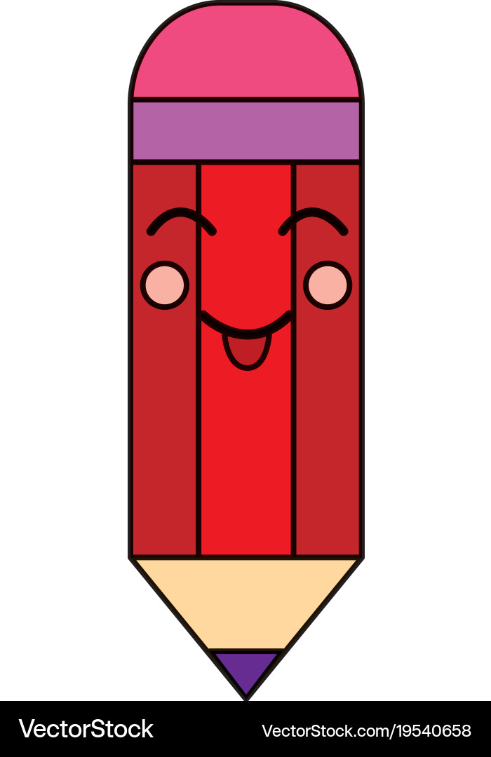 Pencil happy school supplies kawaii icon ima Vector Image