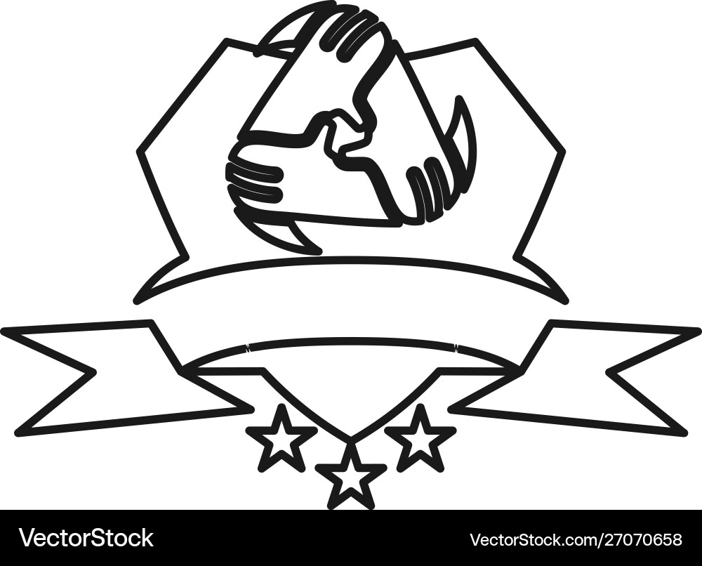 Ribbon shield star commitment teamwork together Vector Image