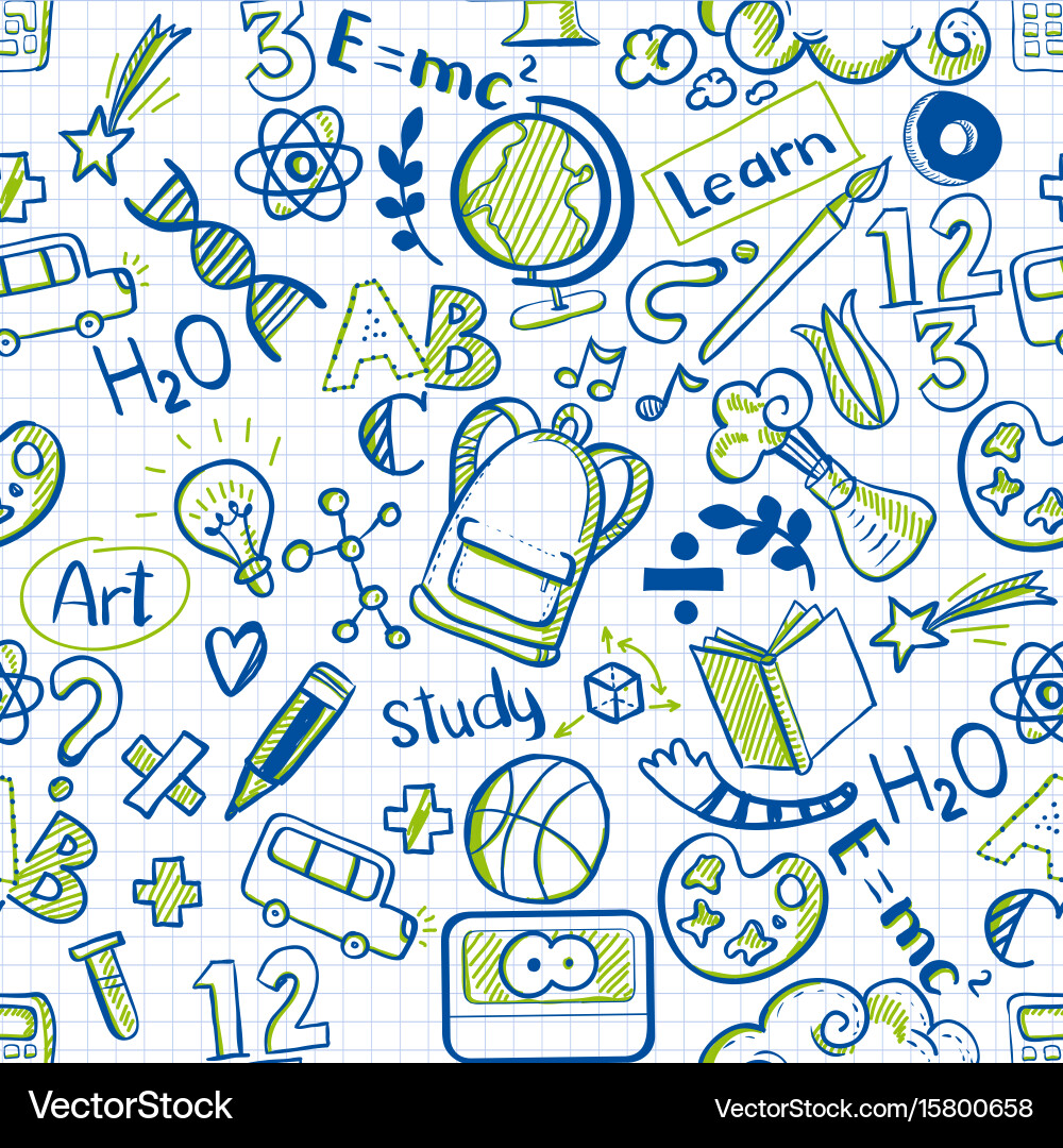 School Supplies Pattern Royalty Free Vector Image