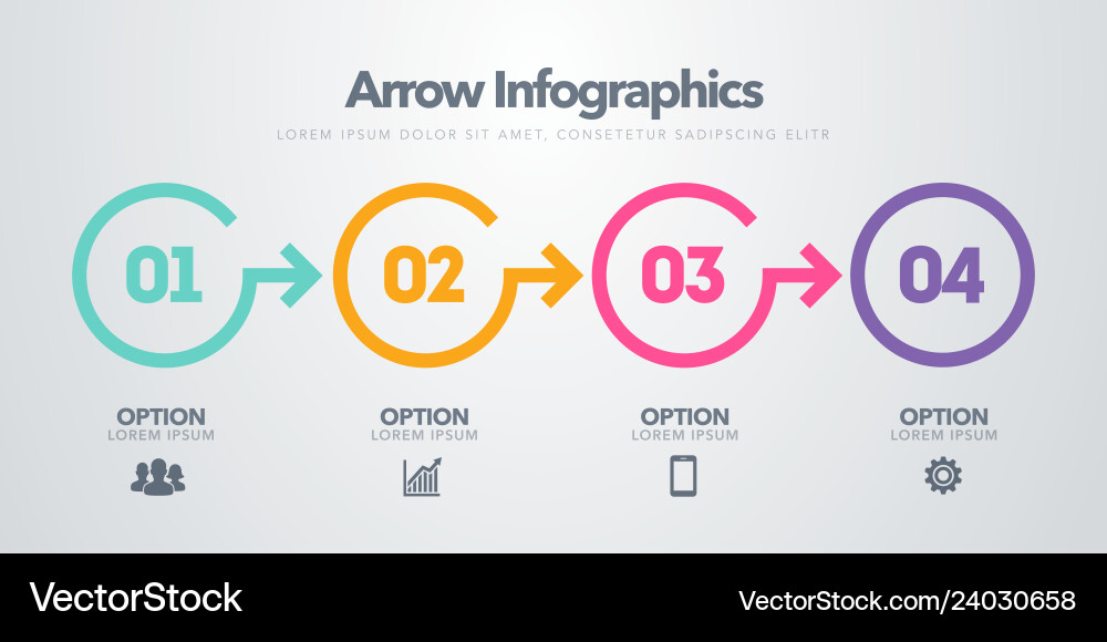 Timeline with 4 circles steps number options Vector Image