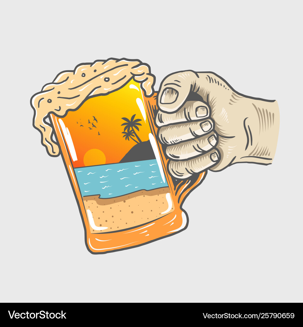Beer party hand Royalty Free Vector Image - VectorStock