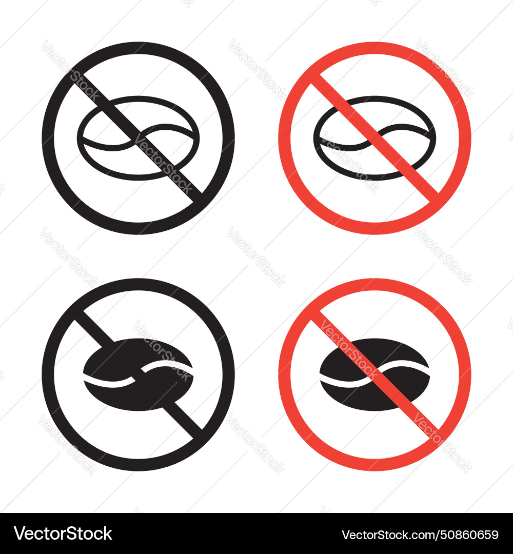 Caffeine free icon set zero coffee Royalty Free Vector Image