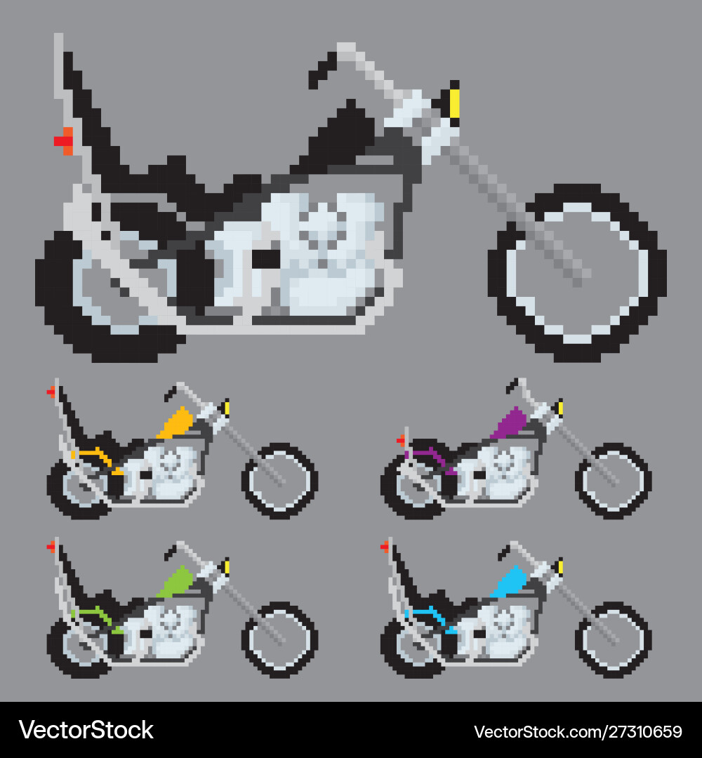 Chopper motorcycle pixel art Royalty Free Vector Image