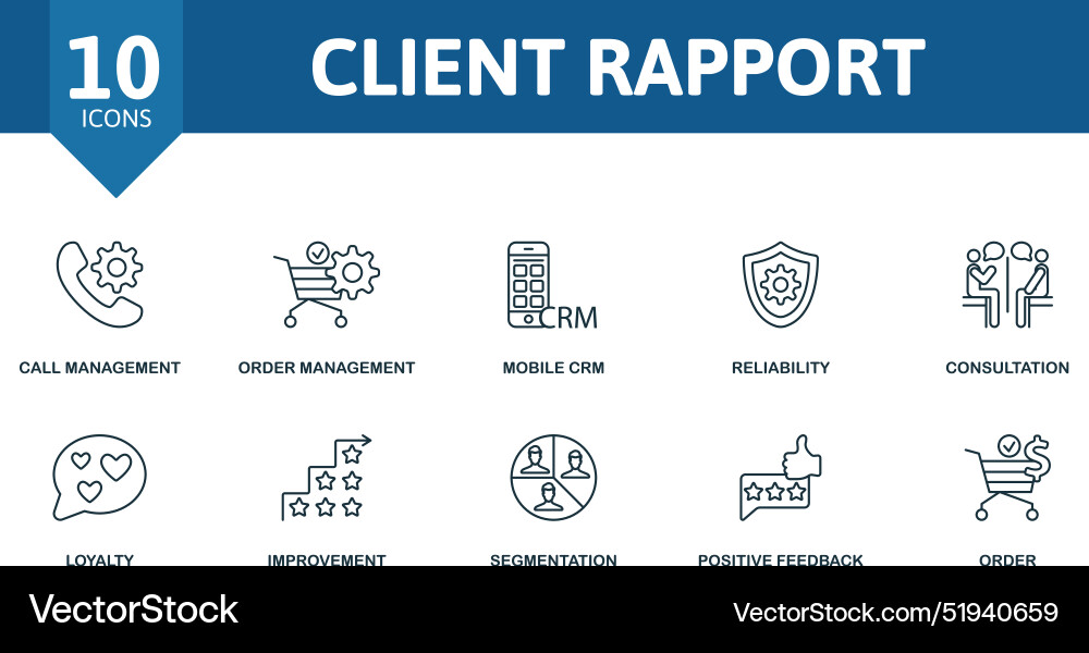 Client rapport thin line icon set call management Vector Image