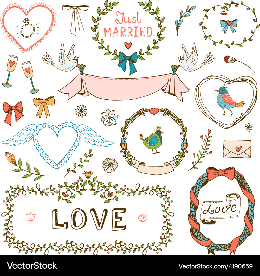 Elements for wedding invitations Royalty Free Vector Image