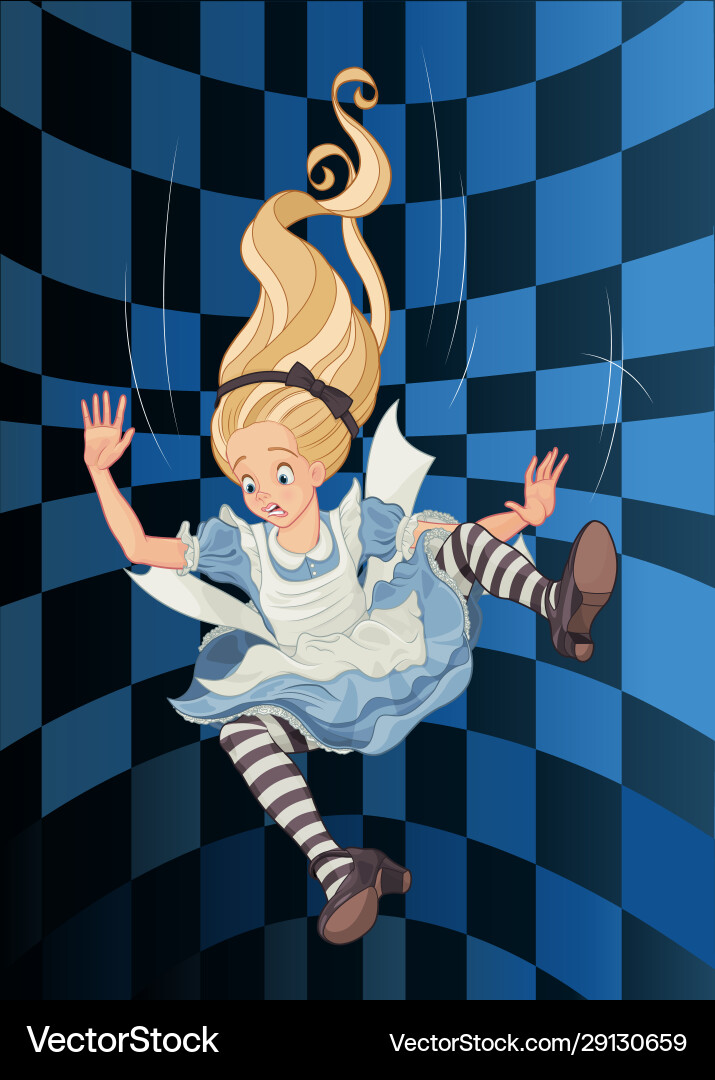 Falling Alice in Wonderland Royalty Free Vector Image