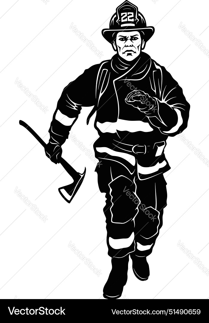 Fireman firefighter stencil black Royalty Free Vector Image