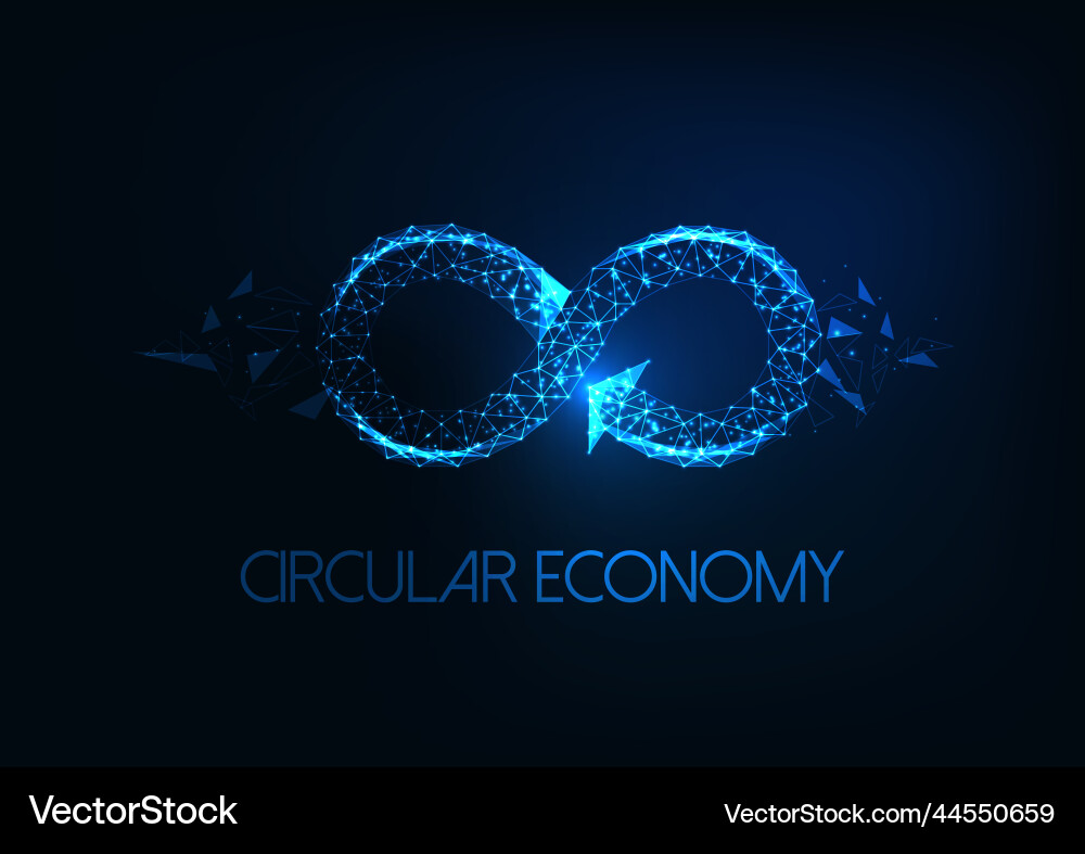 Futuristic circular economy concept with glowing Vector Image