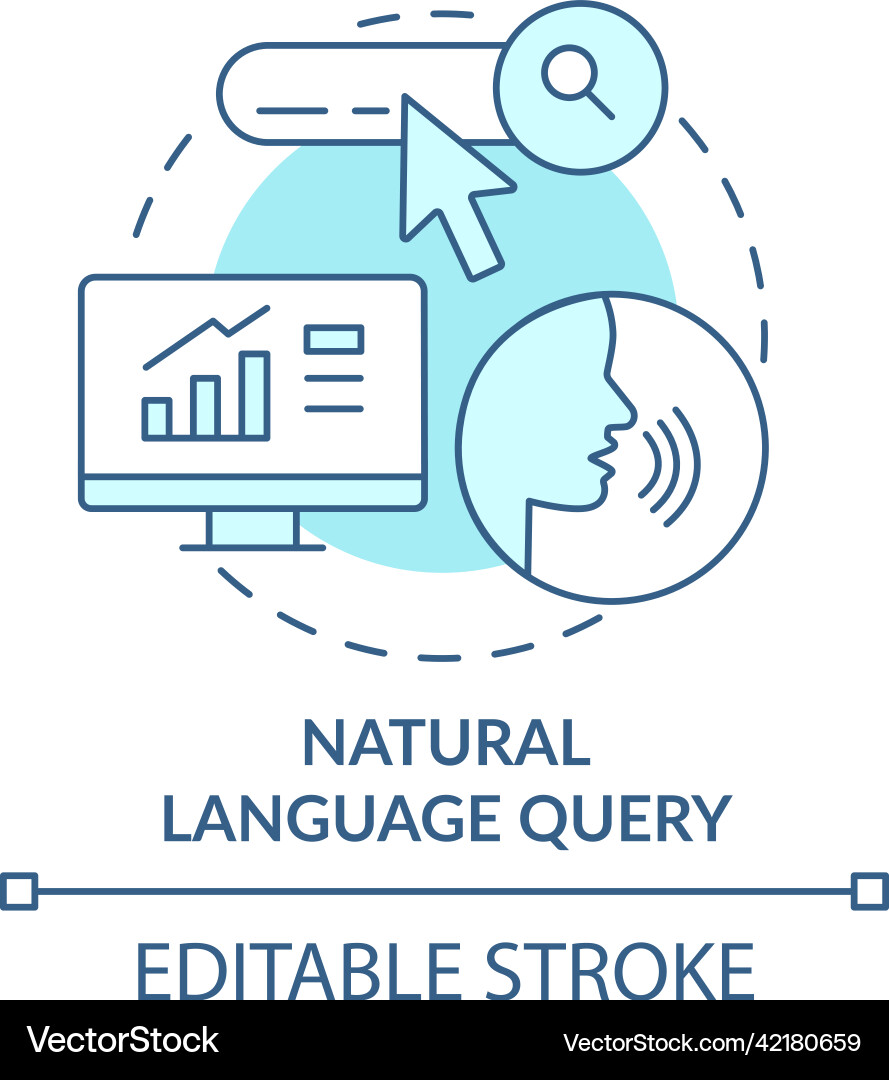 Natural language query turquoise concept icon Vector Image