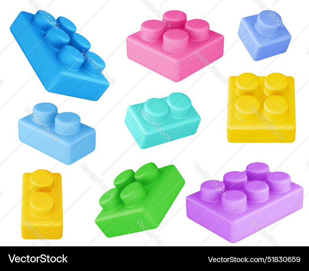 Plastic constructor bricks set Royalty Free Vector Image