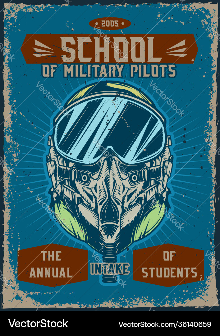 Poster design with military pilot Royalty Free Vector Image