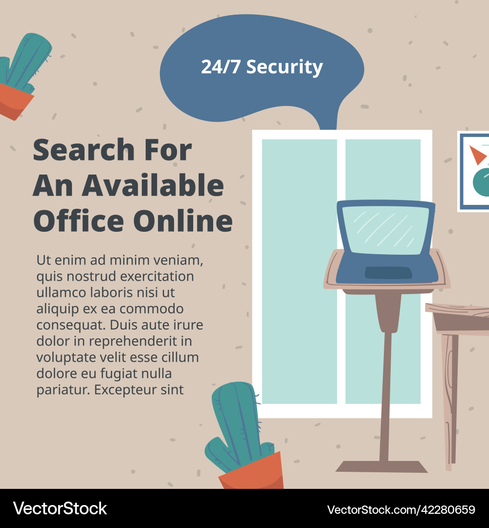 Search for available office rent online Royalty Free Vector