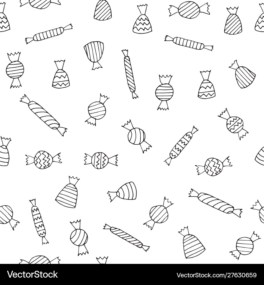Sweet candy doodle drawing line art Royalty Free Vector