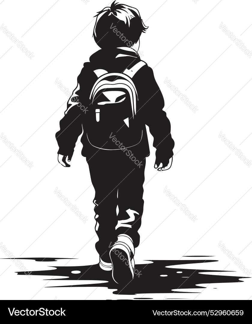 Wanderlonemark sleek child walking logo Royalty Free Vector