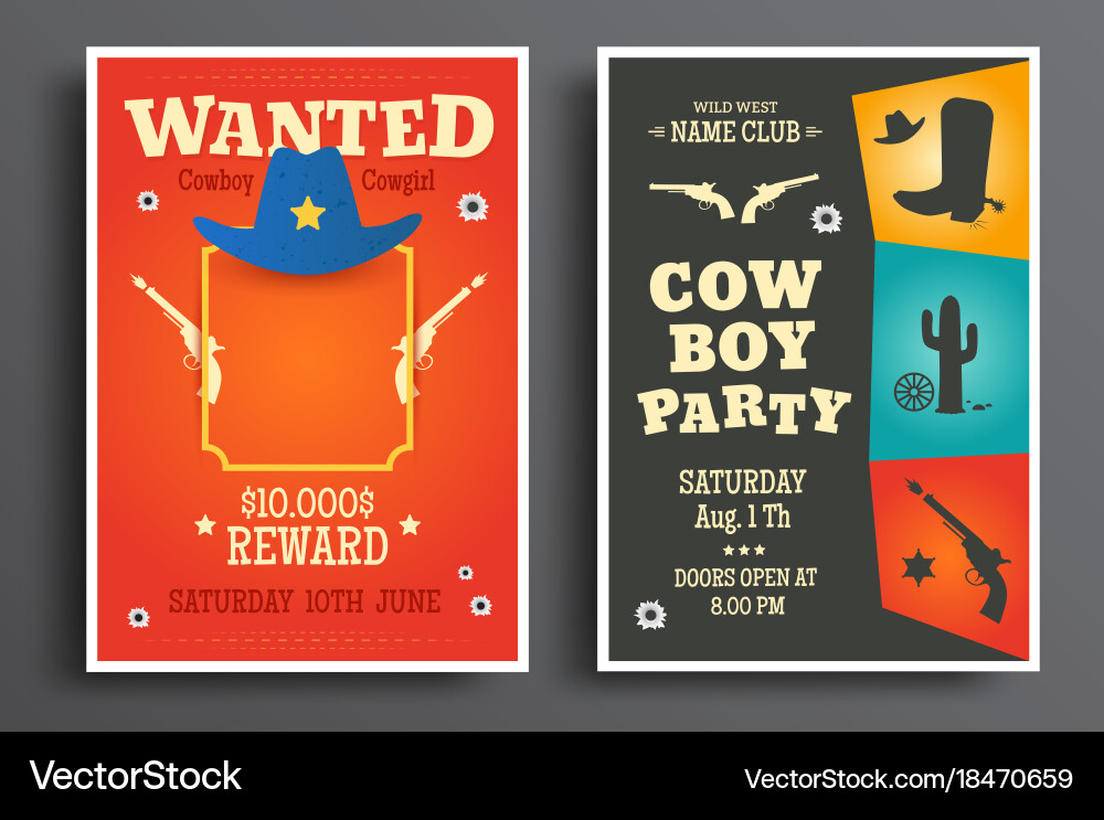 Wanted flat western poster template Royalty Free Vector