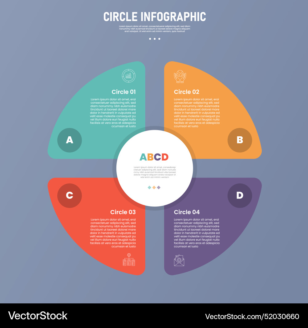 4 point circle infographic stage or step template Vector Image