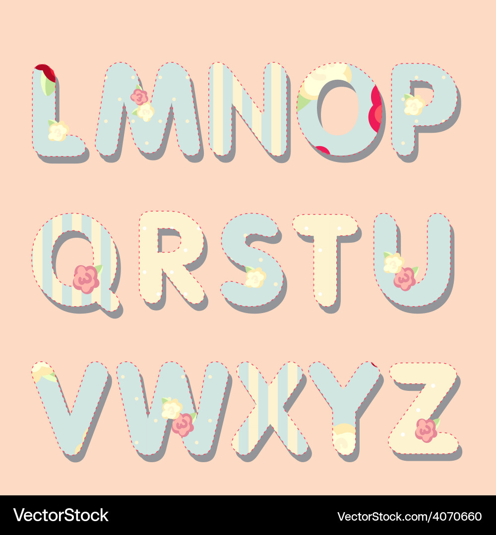 Alphabet shabby chic Royalty Free Vector Image