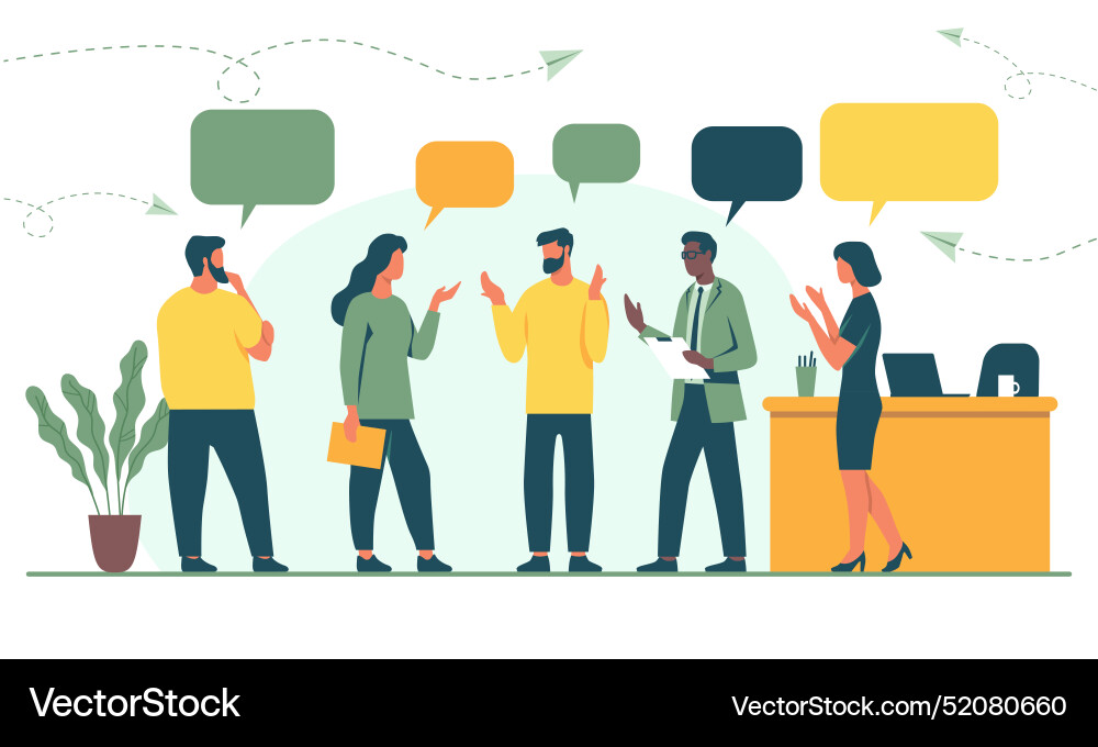 Business teamwork scene with office employees Vector Image