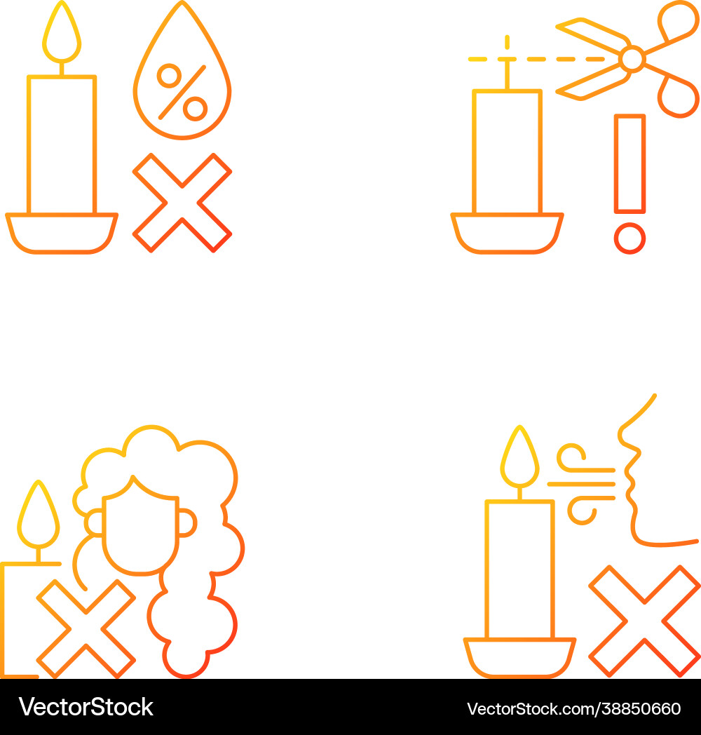 Candle safety warning gradient linear manual Vector Image