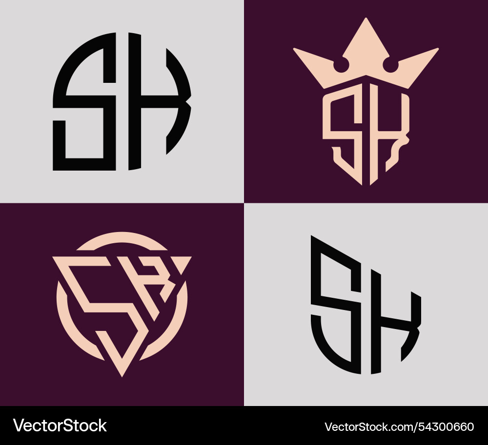 Creative simple initial letters sk logo designs Vector Image