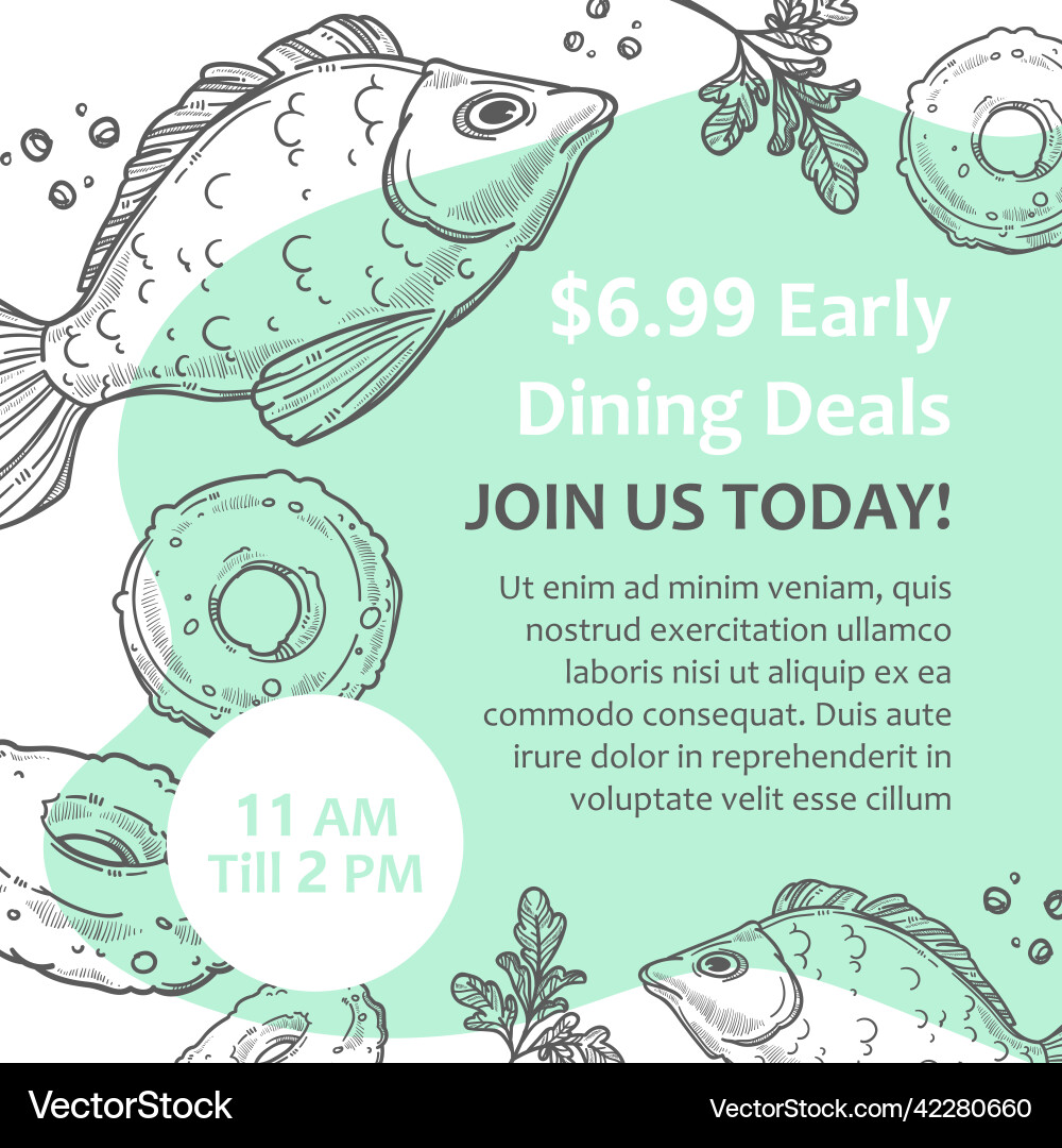 Early dining deals restaurant discounts Royalty Free Vector
