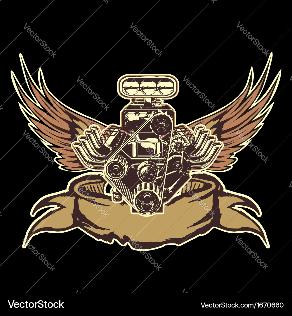 Engine with wings Royalty Free Vector Image - VectorStock