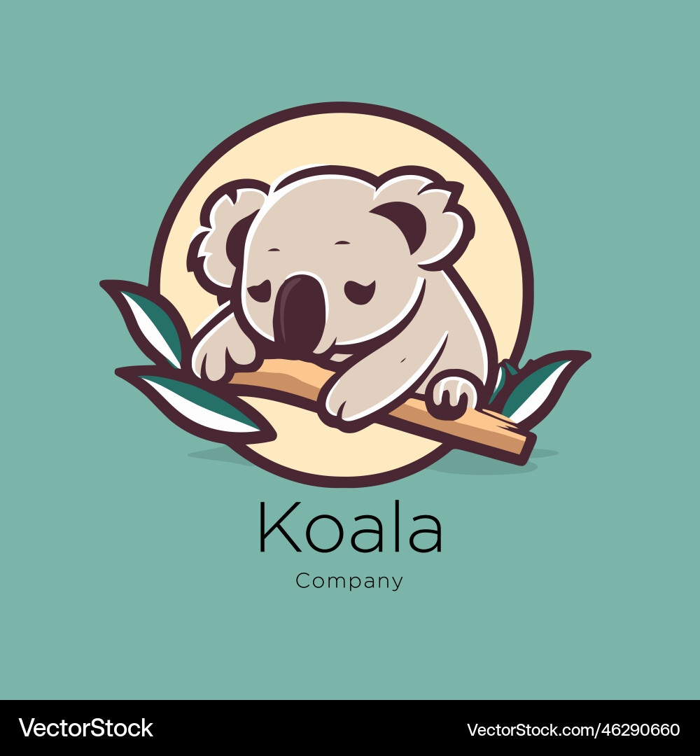 Koala logo template of with bamboo Royalty Free Vector Image