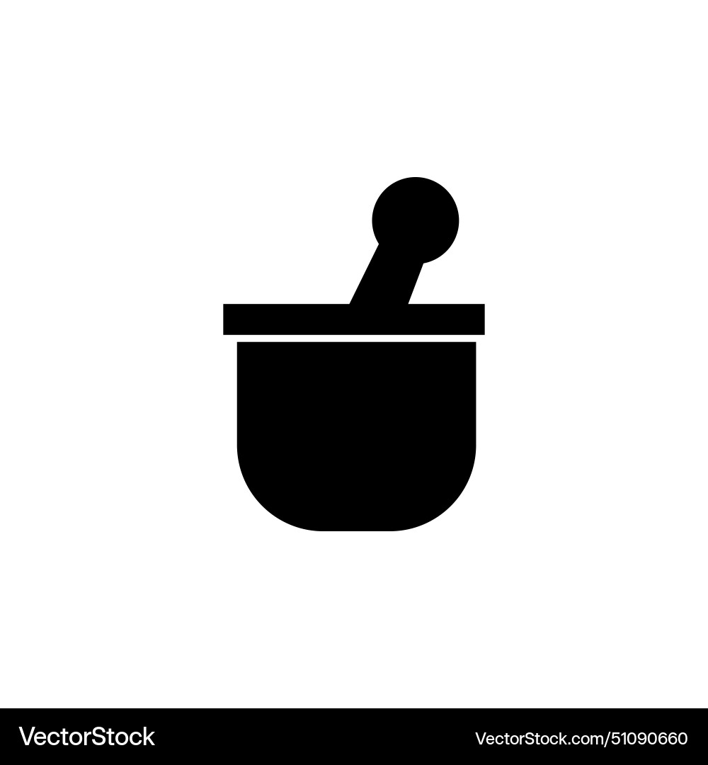 Mortar and pestle pharmacy flat icon Royalty Free Vector