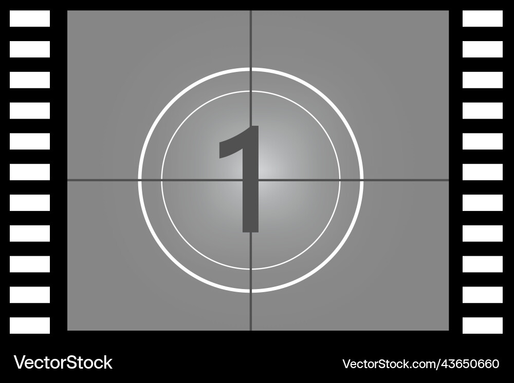 Old movies timer counter number one Royalty Free Vector