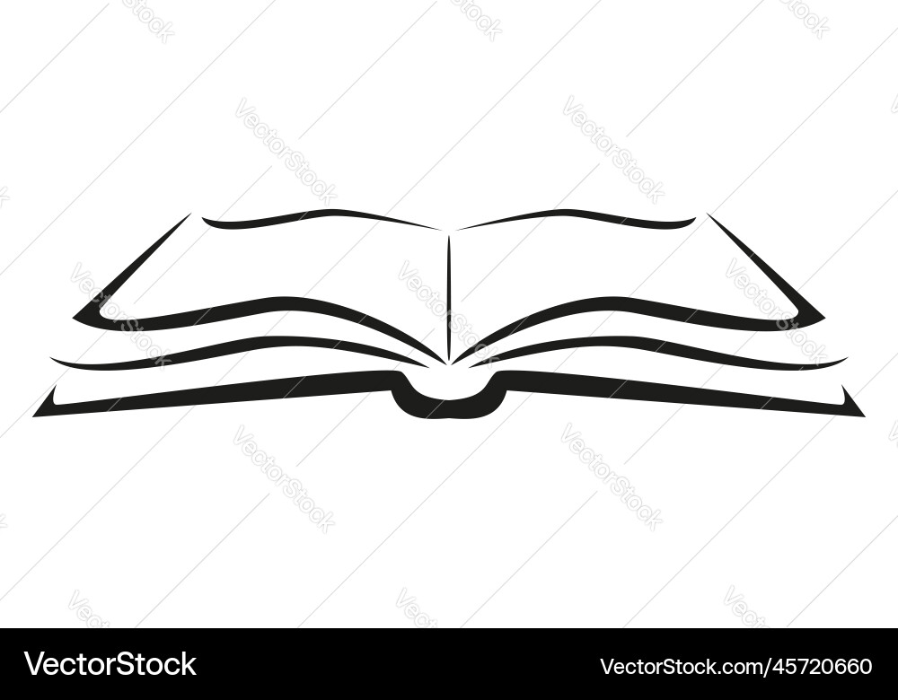 Open Book Symbol - Black and White Royalty Free Vector Image
