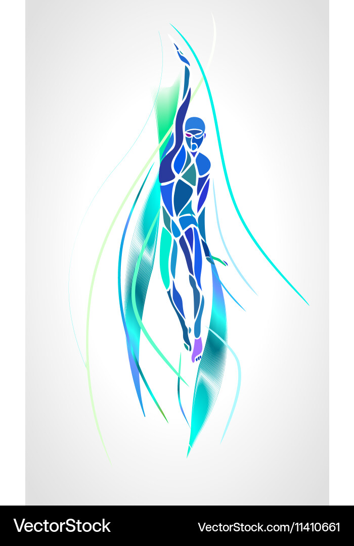 Back crawl backstroke swimmer silhouette sport Vector Image