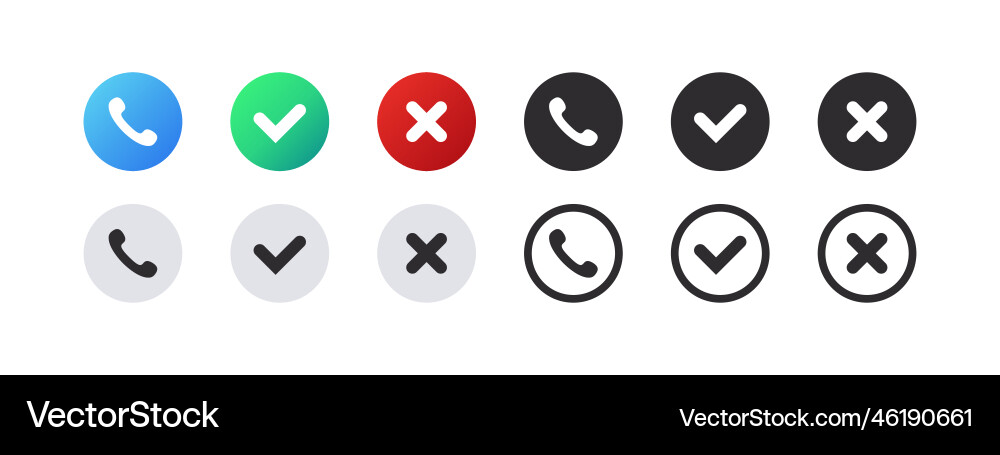 Call Icons: Accept & Decline Royalty Free Vector Image