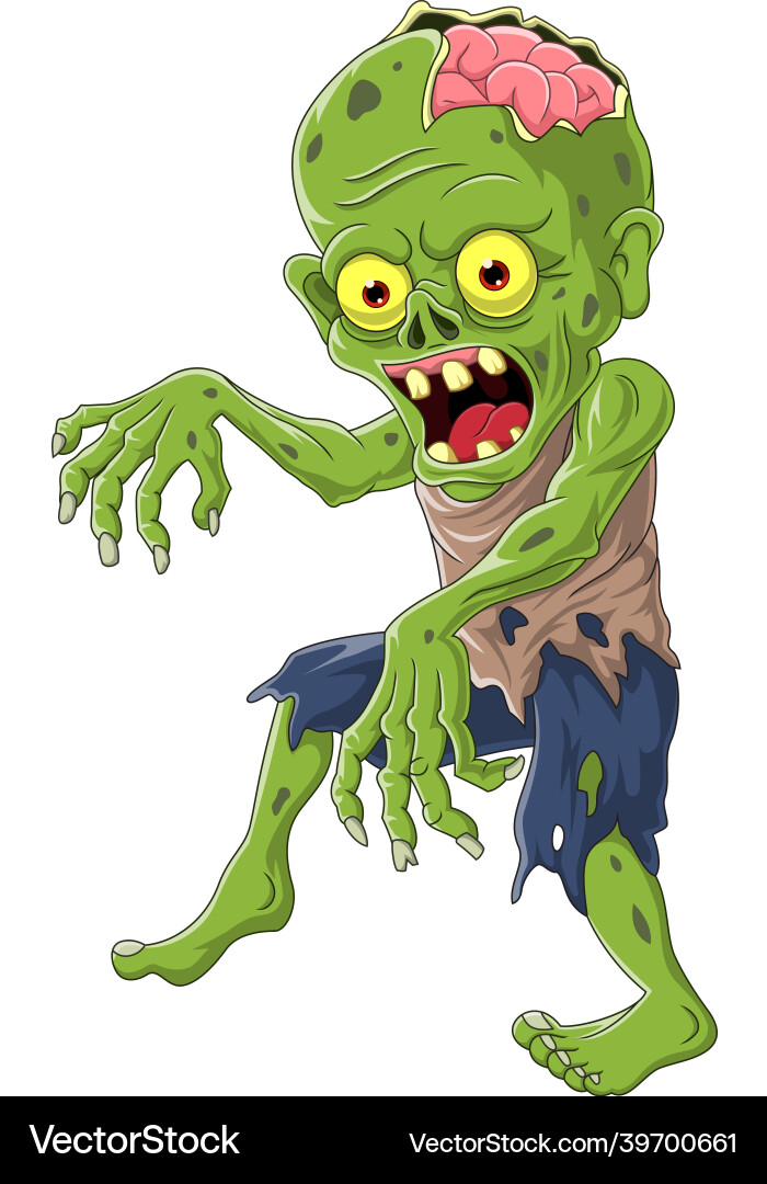 Cartoon zombie isolated on white background Vector Image