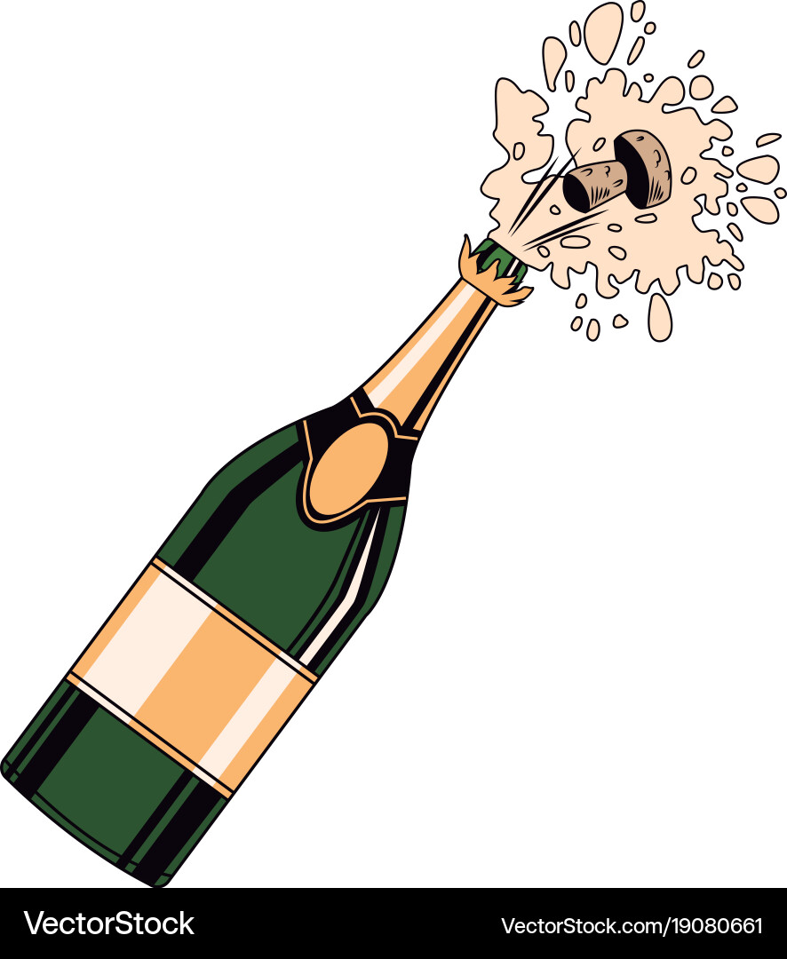 Champagne bottle open pop art Royalty Free Vector Image