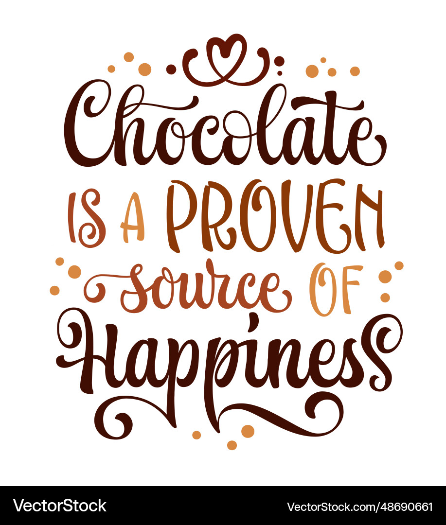 Chocolate is a proven source of happiness Vector Image