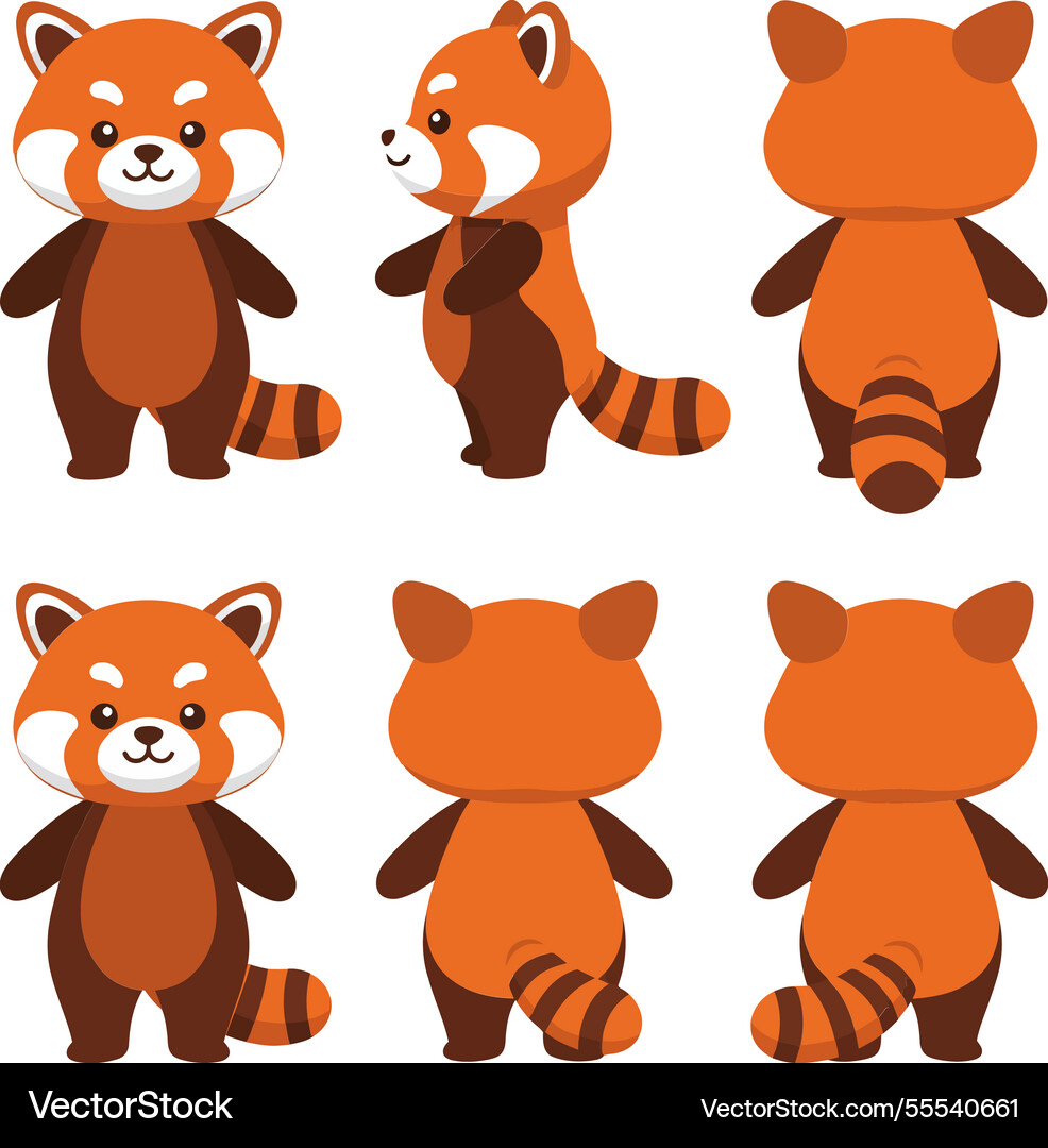 Cute red panda character design in flat style Vector Image