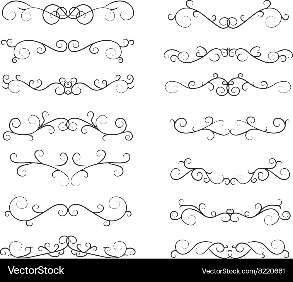 Hand draw calligraphic elements Royalty Free Vector Image
