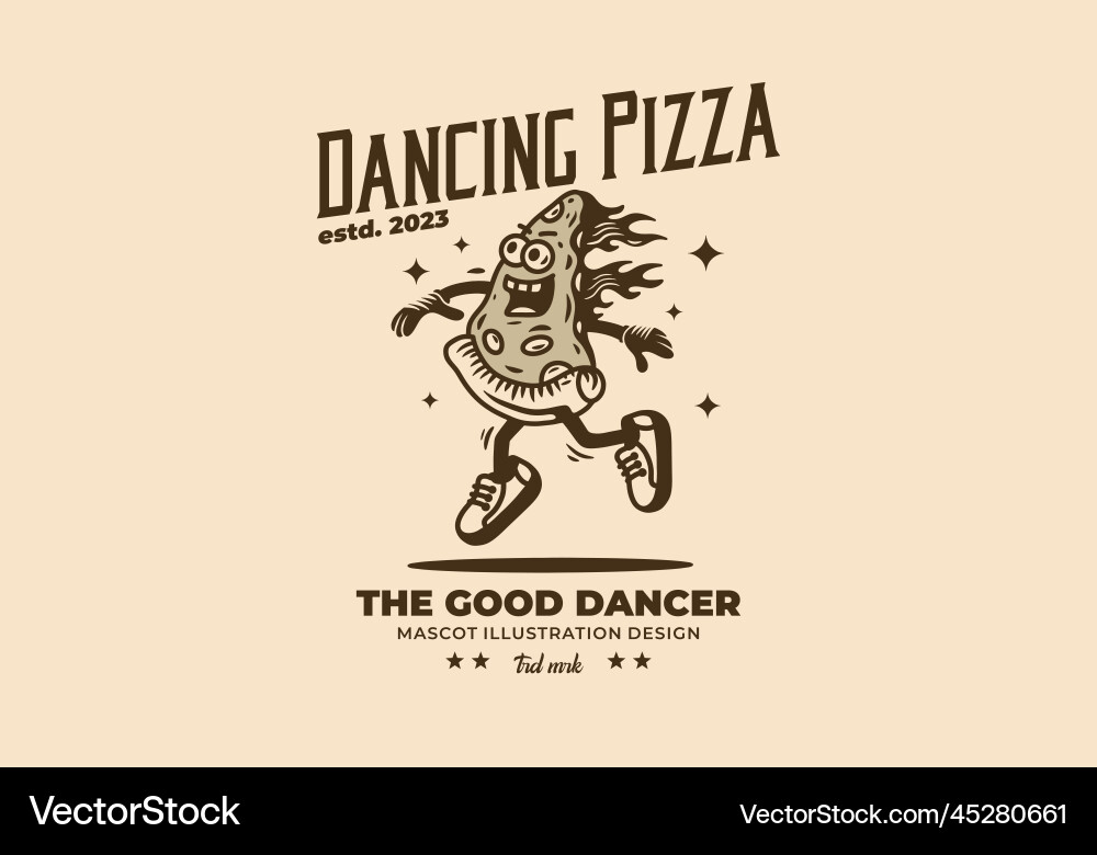 Mascot design of dancing pizza Royalty Free Vector Image